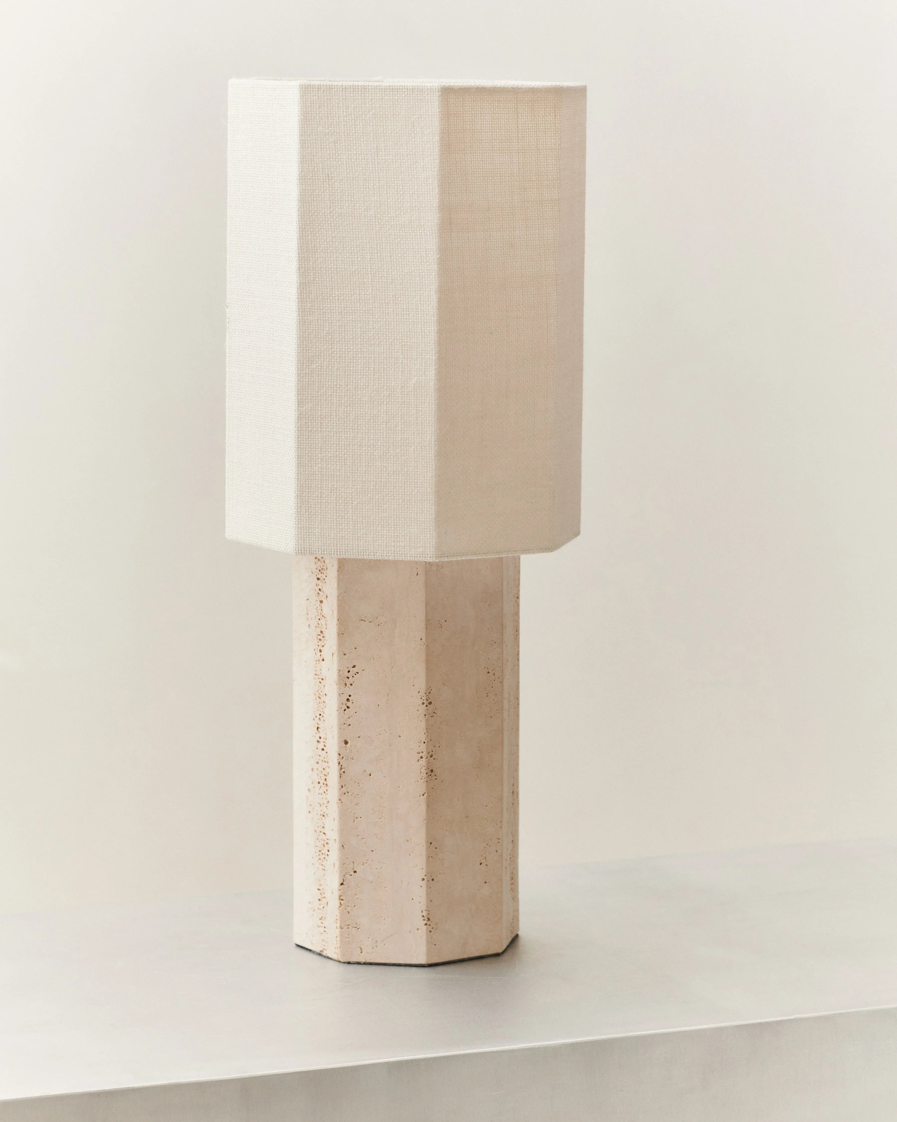 LOUISE ROE │ EIGHT OVER EIGHT LAMP BEIGE TRAVERTINE LARGE